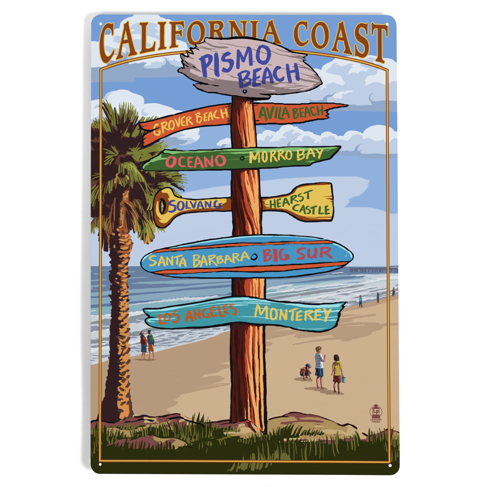 Pismo Beach, California, Destinations Sign (12x18 Aluminum Art, Indoor ...