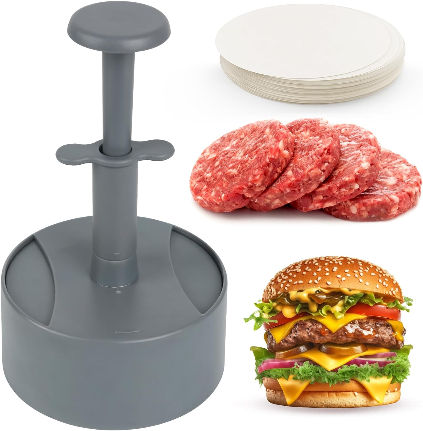 Pisol Hamburger Press, Burger Press Patty Maker for Stuffed Burgers ...