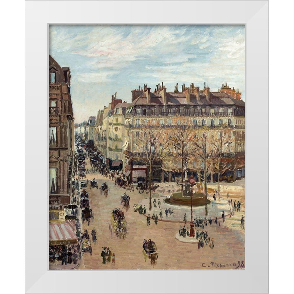 Pissarro, Camille 12x14 White Modern Wood Framed Museum Art Print Titled - Rue Saint-Honore, Sun ...
