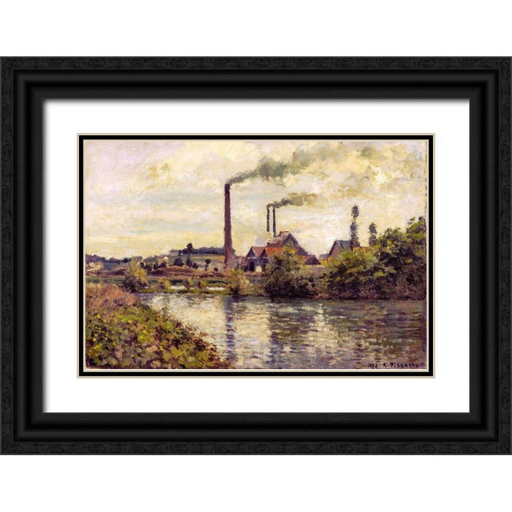 Pissarro, Camille 18x13 Black Ornate Wood Framed with Double Matting ...