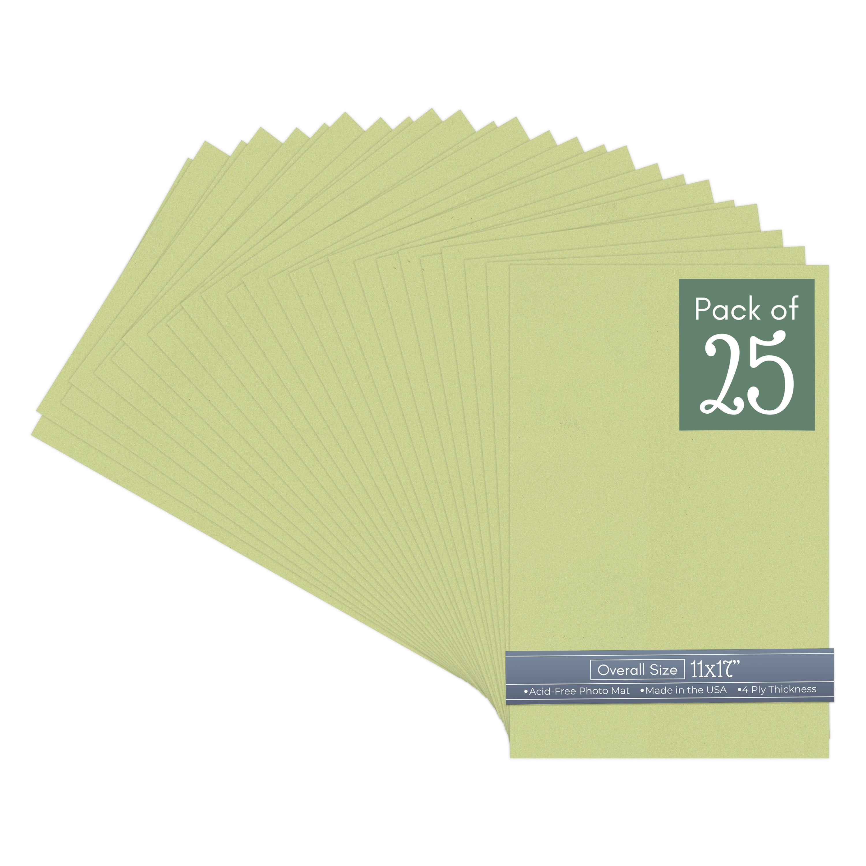 Pistachio Green 11x17 Uncut Art Mat Board - No Opening - 25 Mats ...