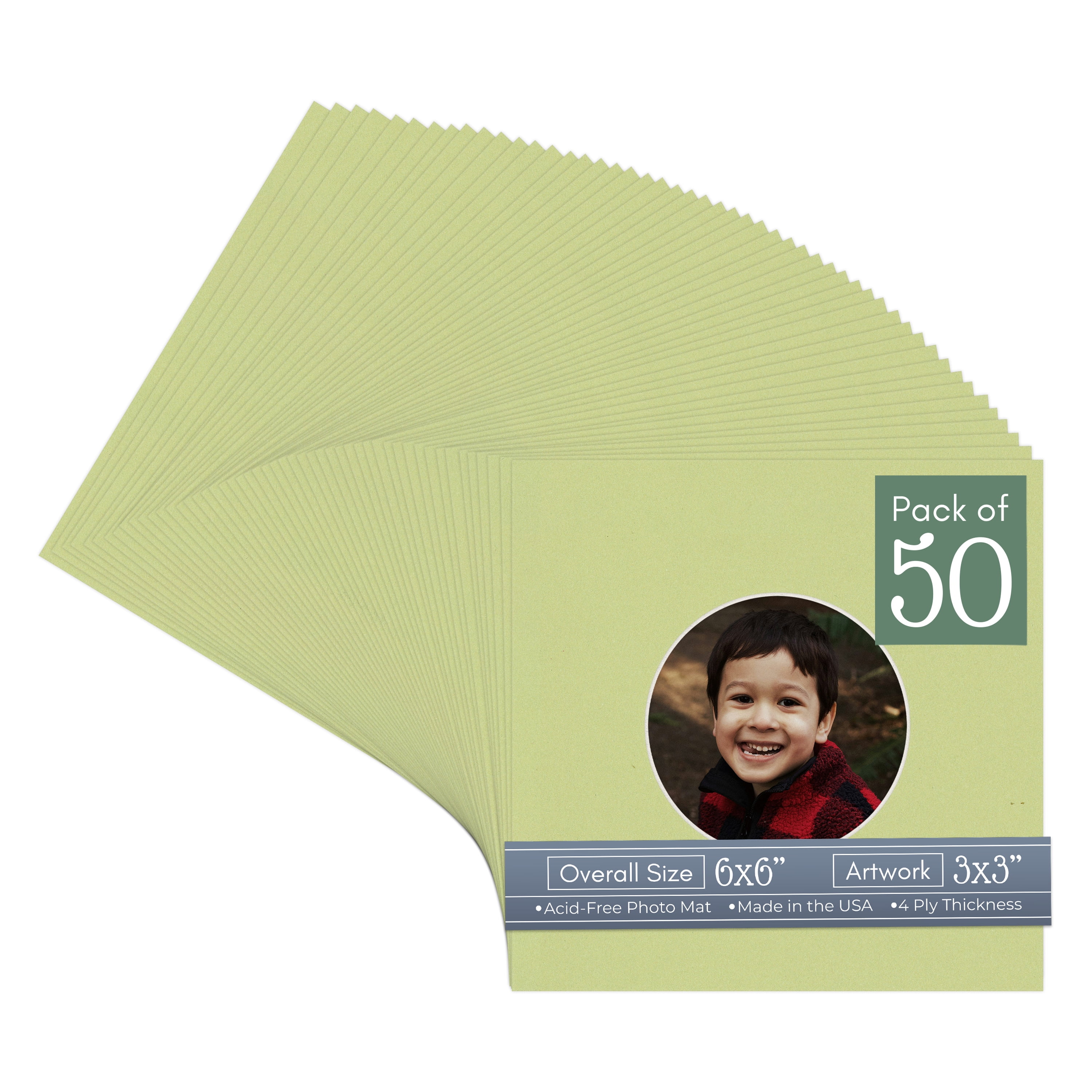 Pistachio Green Picture Frame Mat for 6x6 Frames - Circle Opening for ...