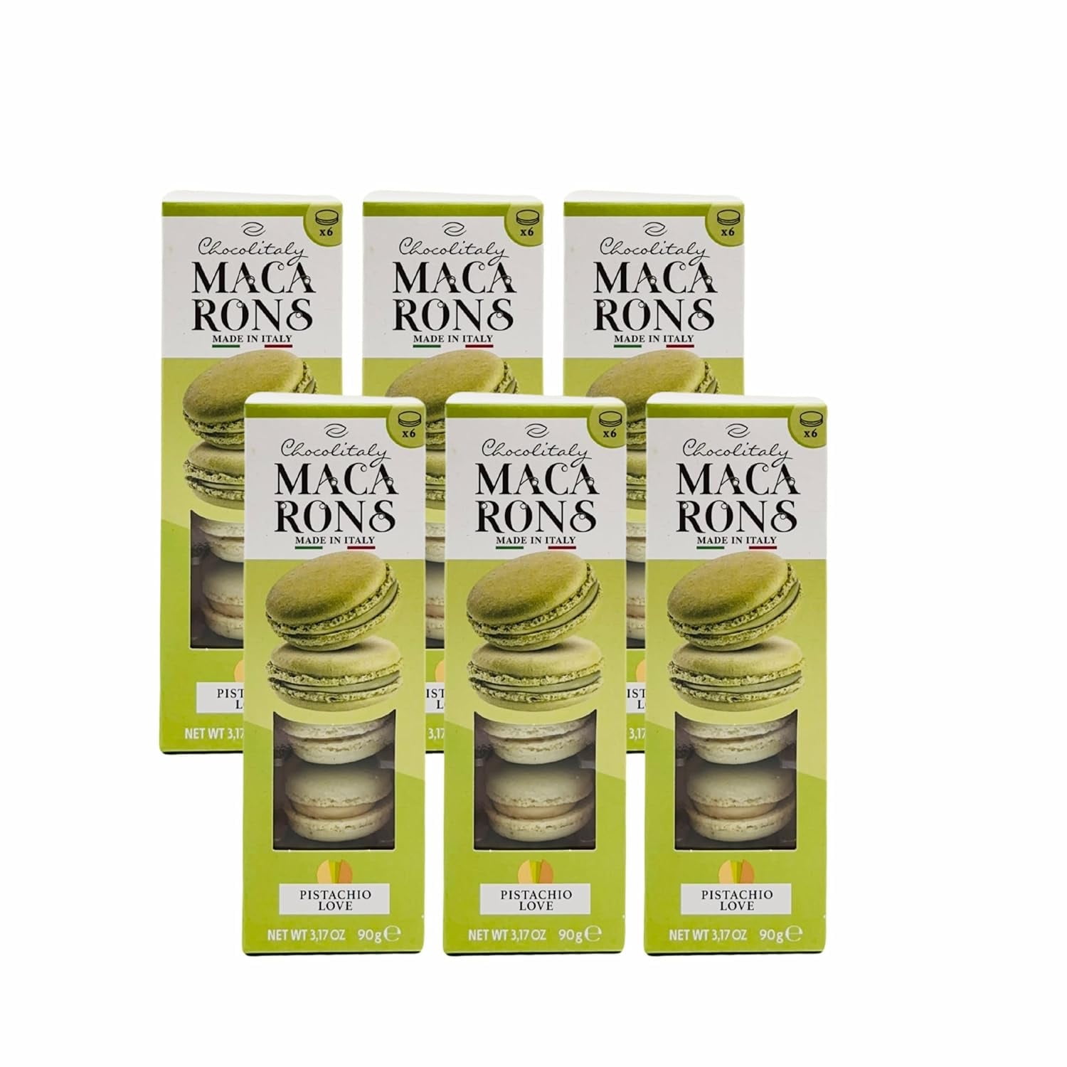 Pistachio Macaroons by Chocolitaly, 36 Macaroons (6 boxes of 6), Small ...