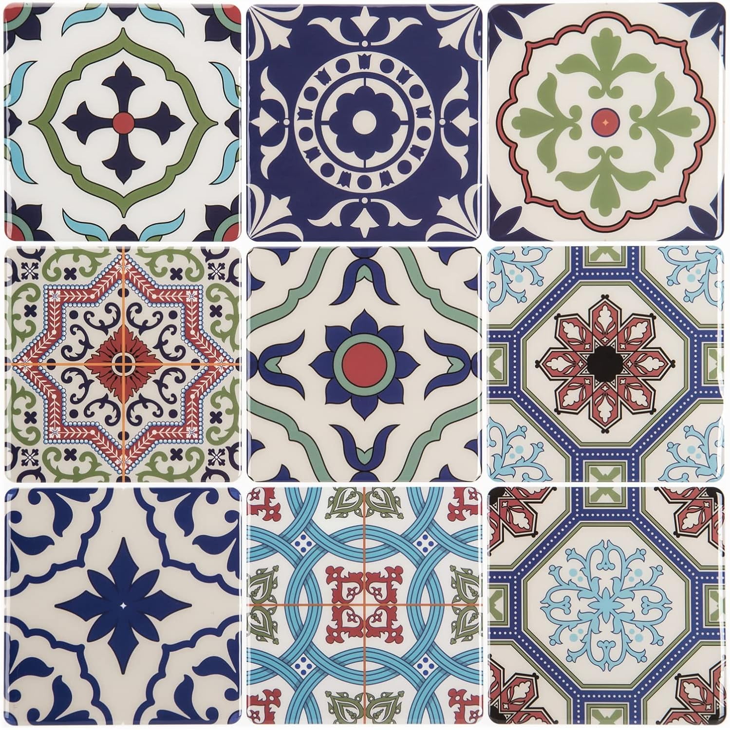 Pistachio and Blue Peel and Stick Backsplash Tile Stickers for Kitchen ...