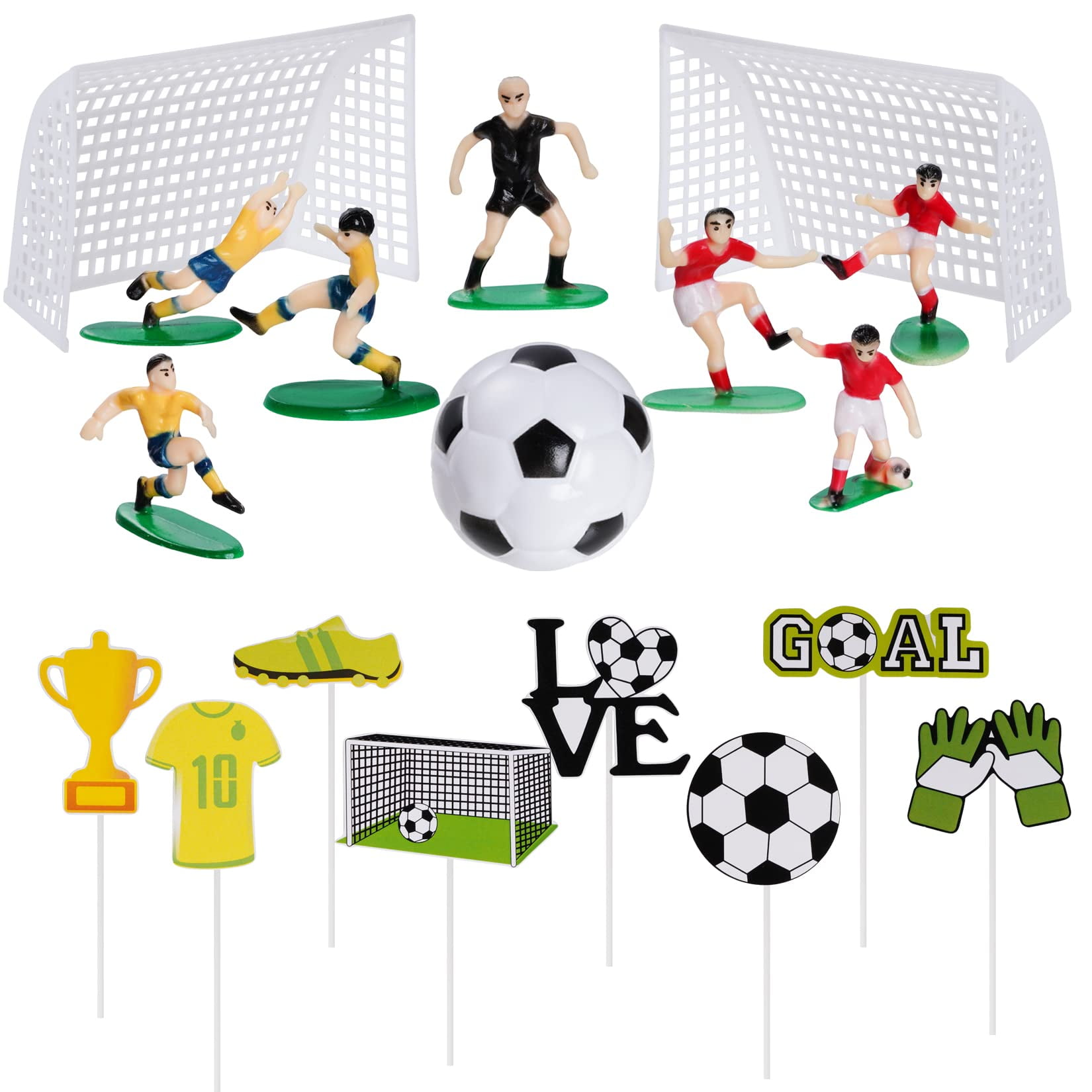 Pistha 18 Pieces Soccer Cake Topper Decorations Soccer Ball Cupcake ...