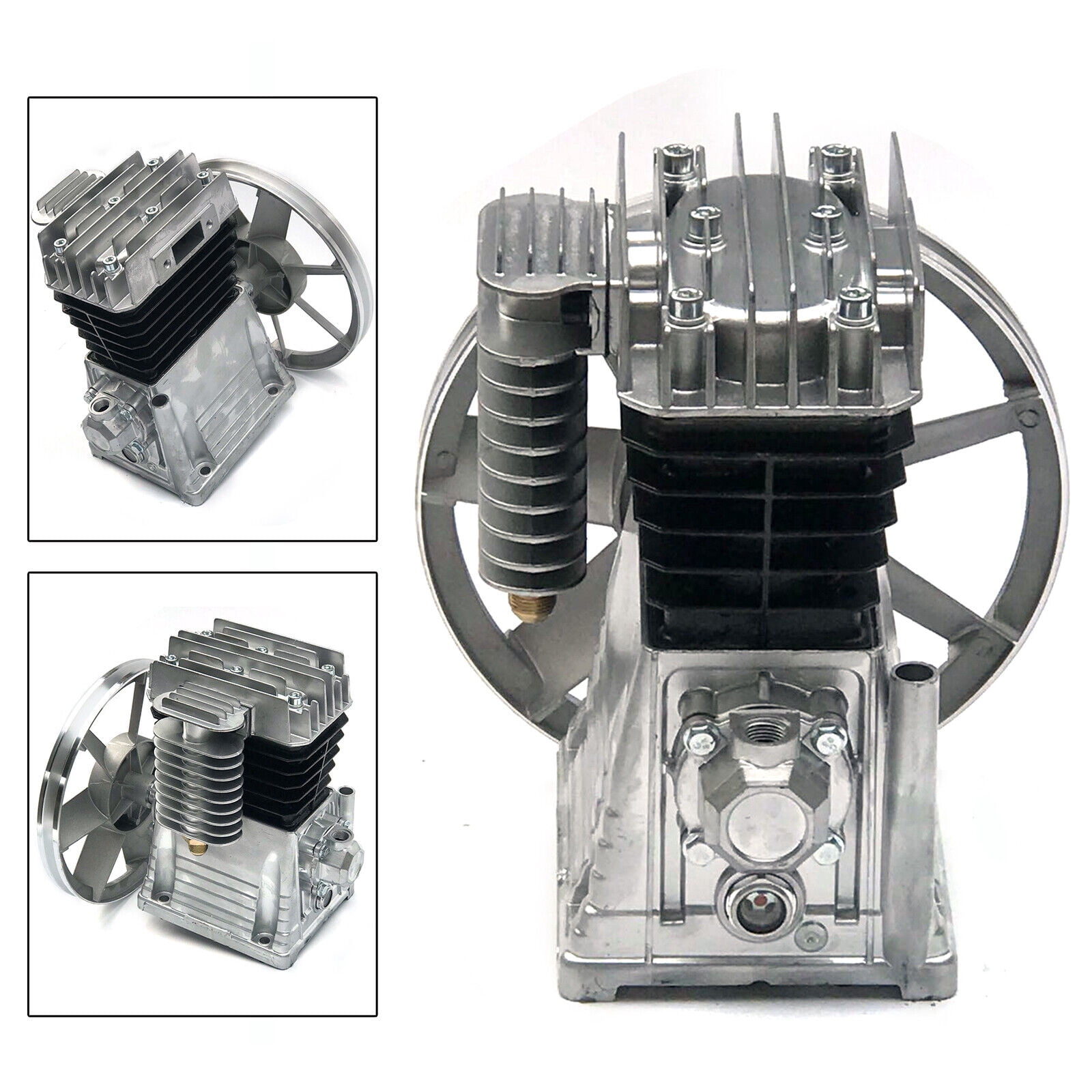 Piston 3HP Air Compressor Head Pump Motor Twin Cylinder with Silencer ...