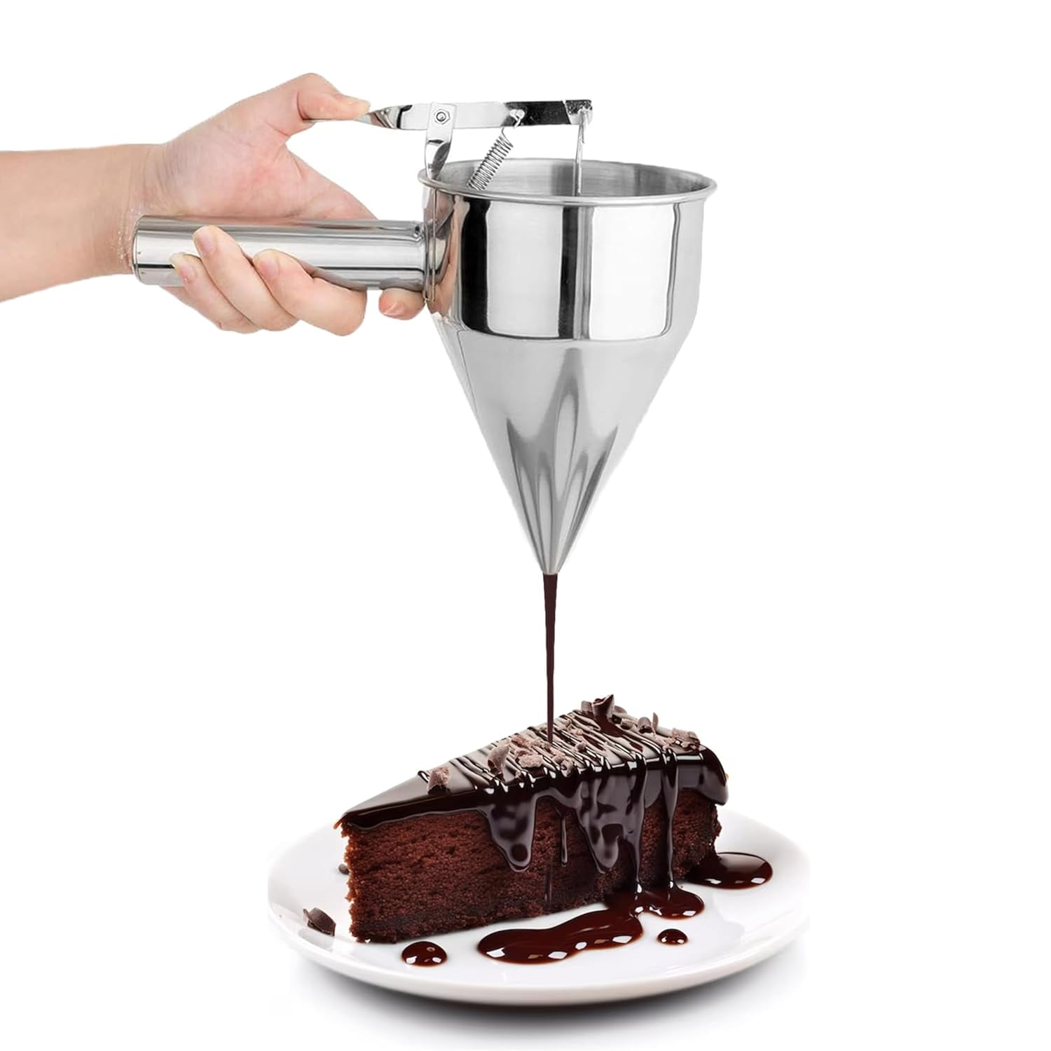 Piston Funnel with Stand - Stainless Steel Confectionery Funnel for ...