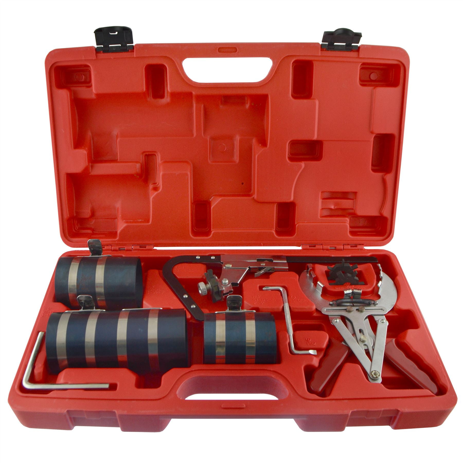 9pc Piston Ring Compressor Service Kit with Removal Tool & Cleaner ...