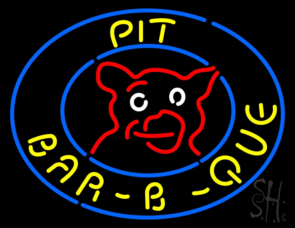 Pit BBQ LED Neon Sign 15 x 19 - inches, Clear Edge Cut Acrylic Backing ...