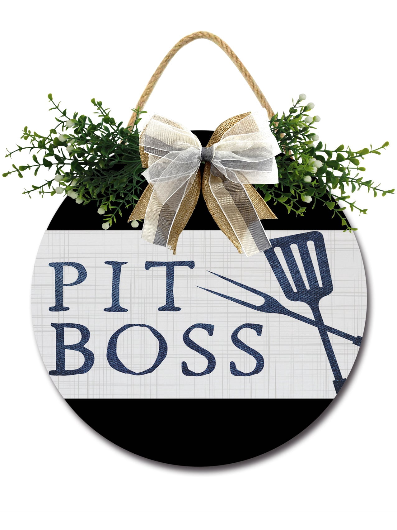 Pit Boss Door Sign Home Decor Round Wood Wreaths Wall Hanging Sign ...
