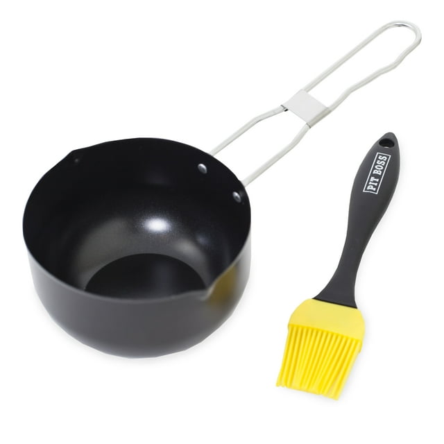Pit Boss BBQ Grilling Non-Stick Sauce Pan with Silicone Basting Brush ...