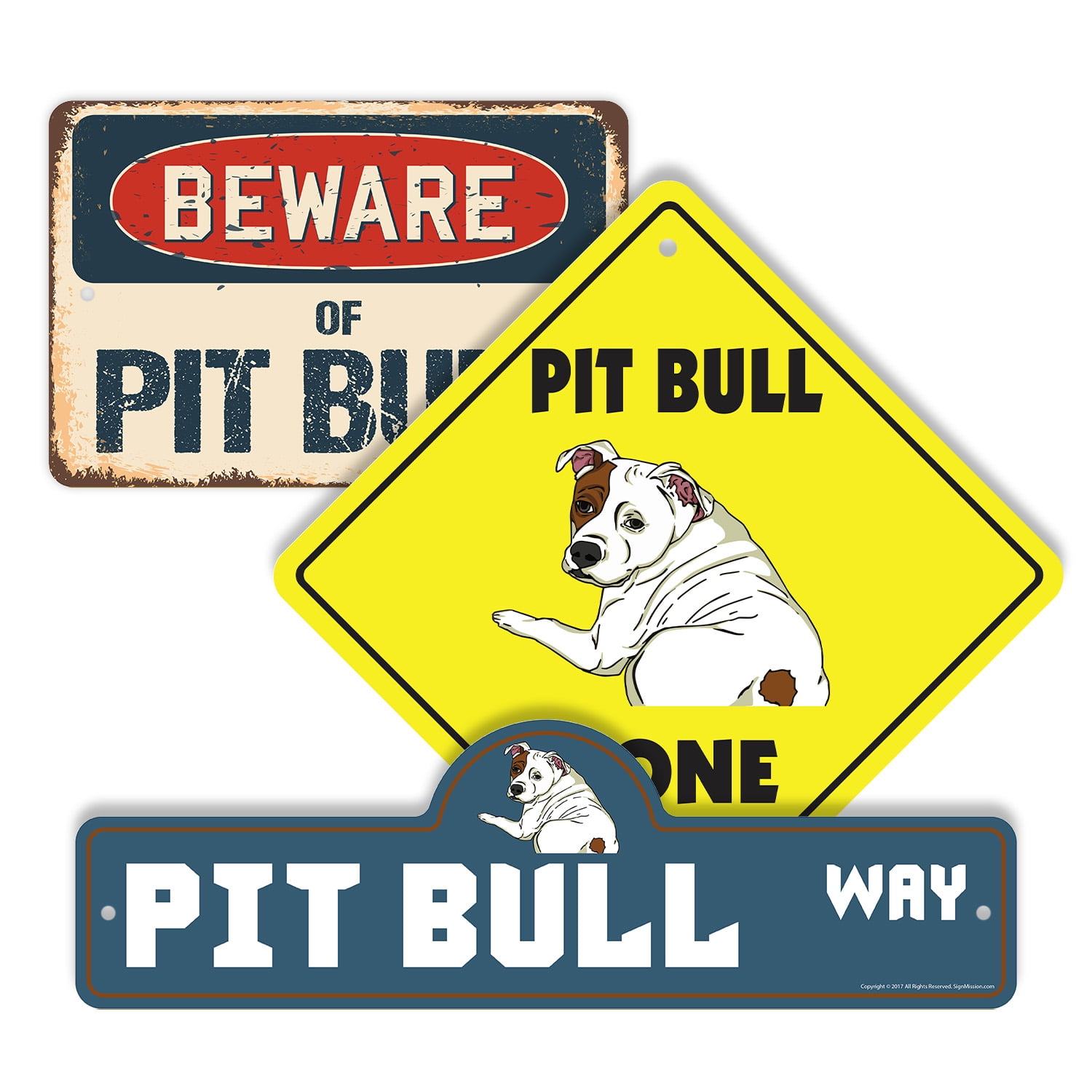 Pit Bull (3 Pack) Plastic Street Sign Crossing Sign Warning Sign ...