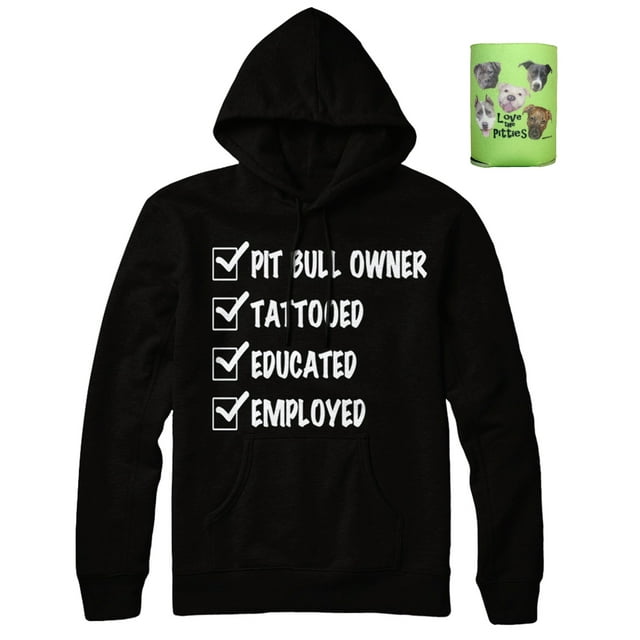 Pit Bull Checkmark Tattoo Men's Hoodie & Can Holder Multi-Pack Pitbull ...