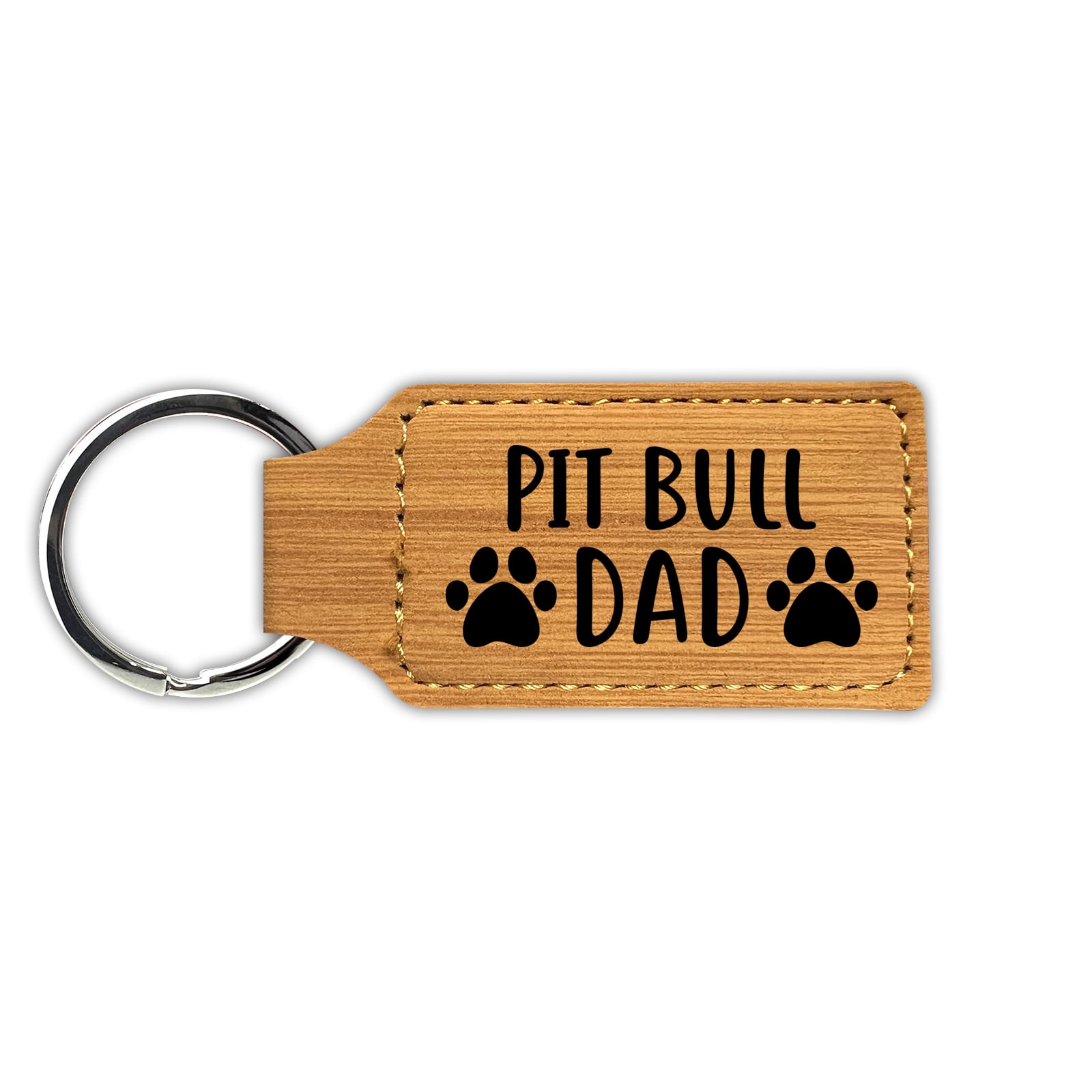 Pit Bull Dad Keychain Leatherette Rectangle - Laser Engraved - Many ...