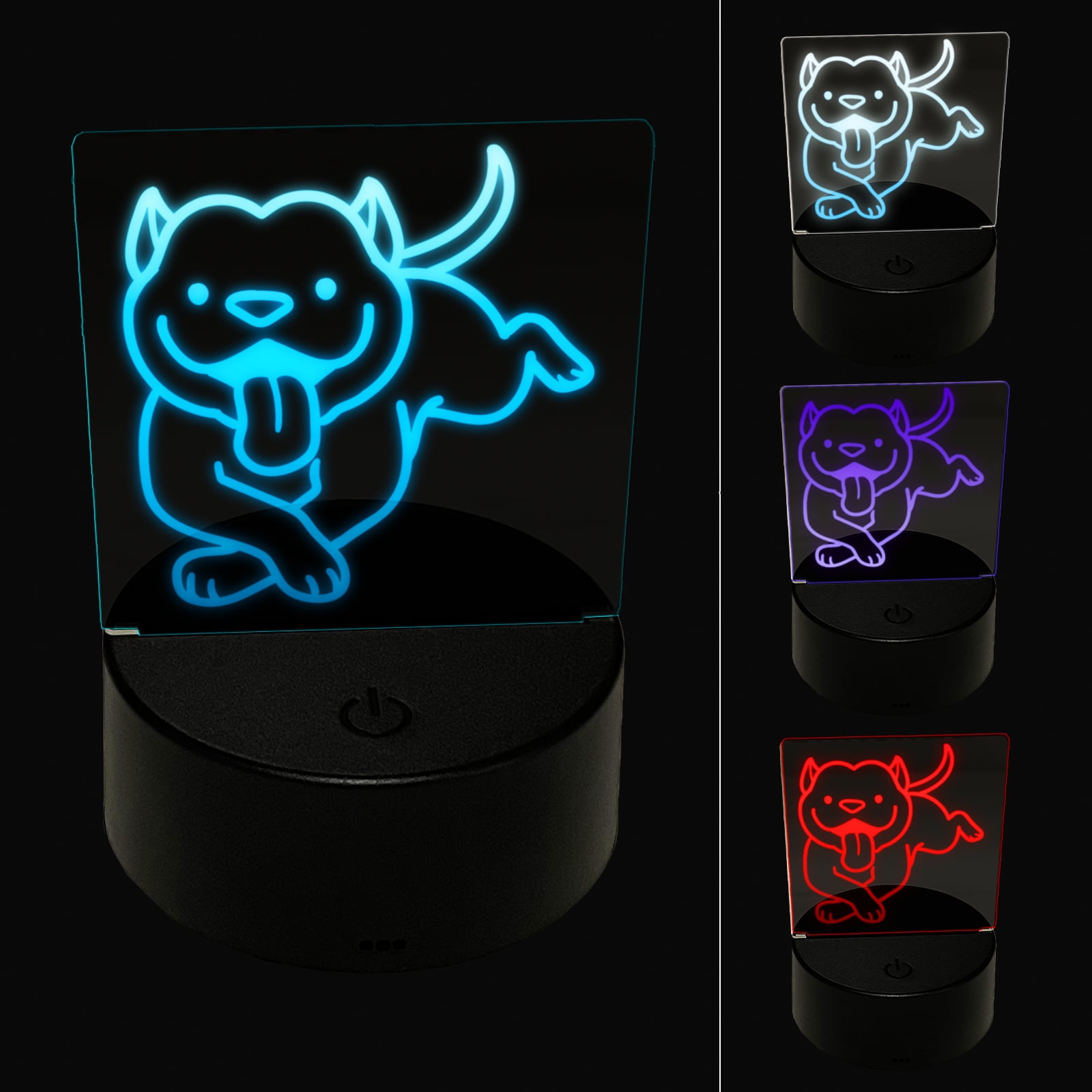 Pit Bull Happy Laying Down Dog LED Night Light Sign 3D Illusion Desk ...