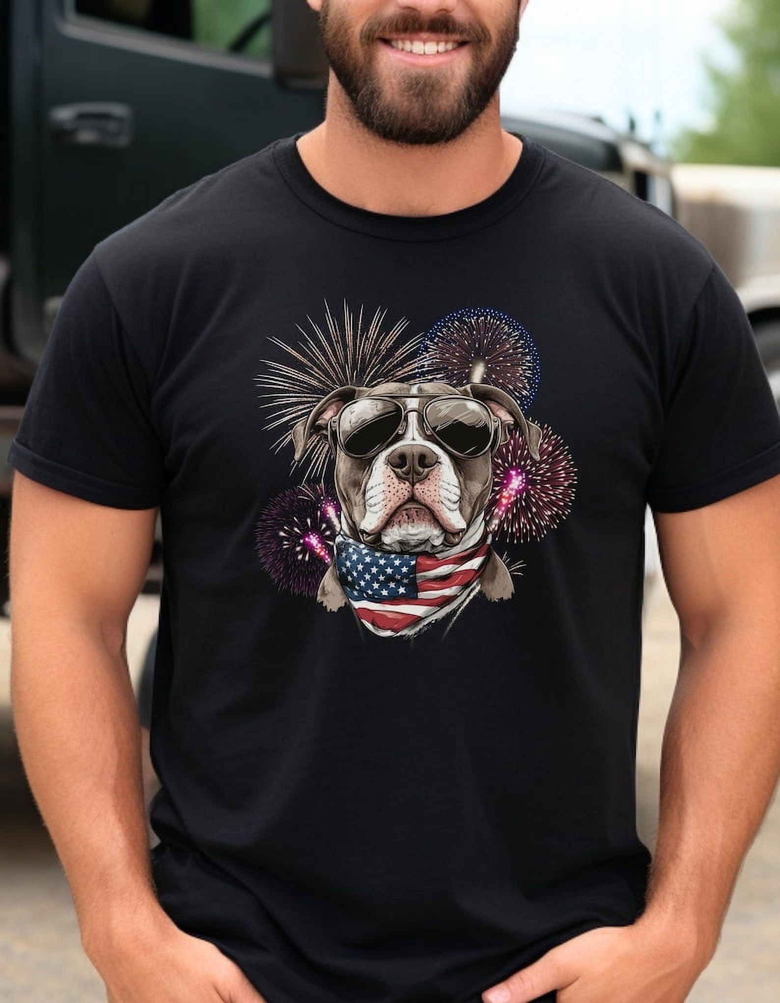 Pit Bull Patriotic Shirt 4th of July Dog Tee American Flag Bandana ...