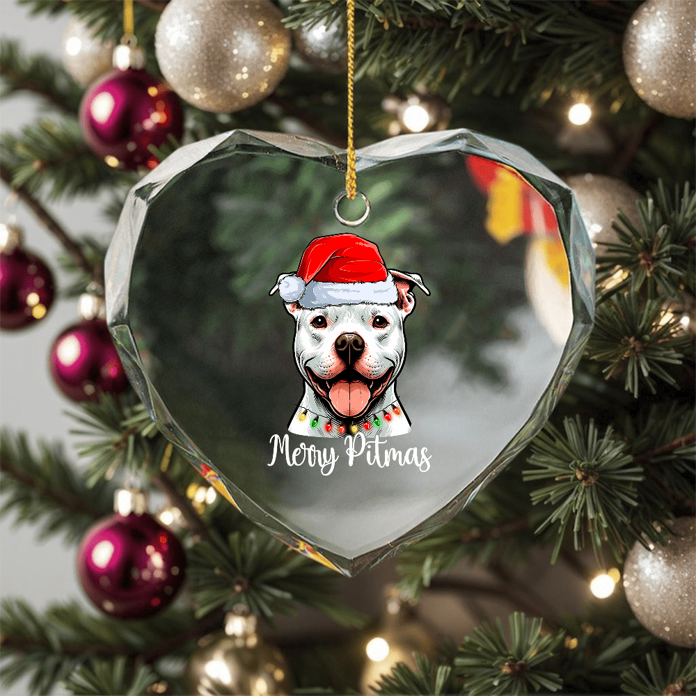 Pit Bull Santa Tree Lights Merry Pitmas 1 Ornament Home Decoration ...