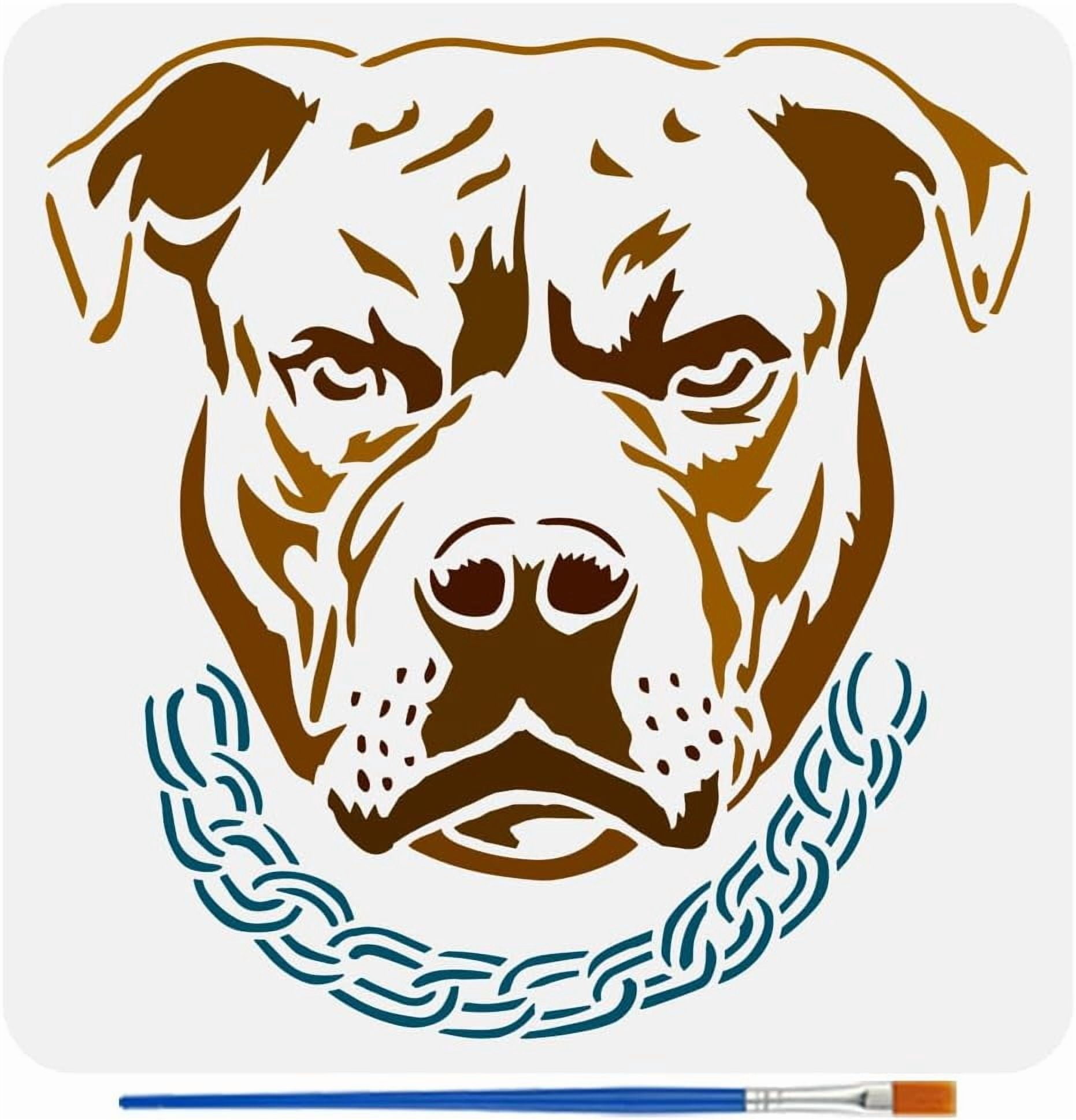 Pit Bull Stencils with Paint Brush 11.8x11.8Inch Pit Bull Face Stencils ...