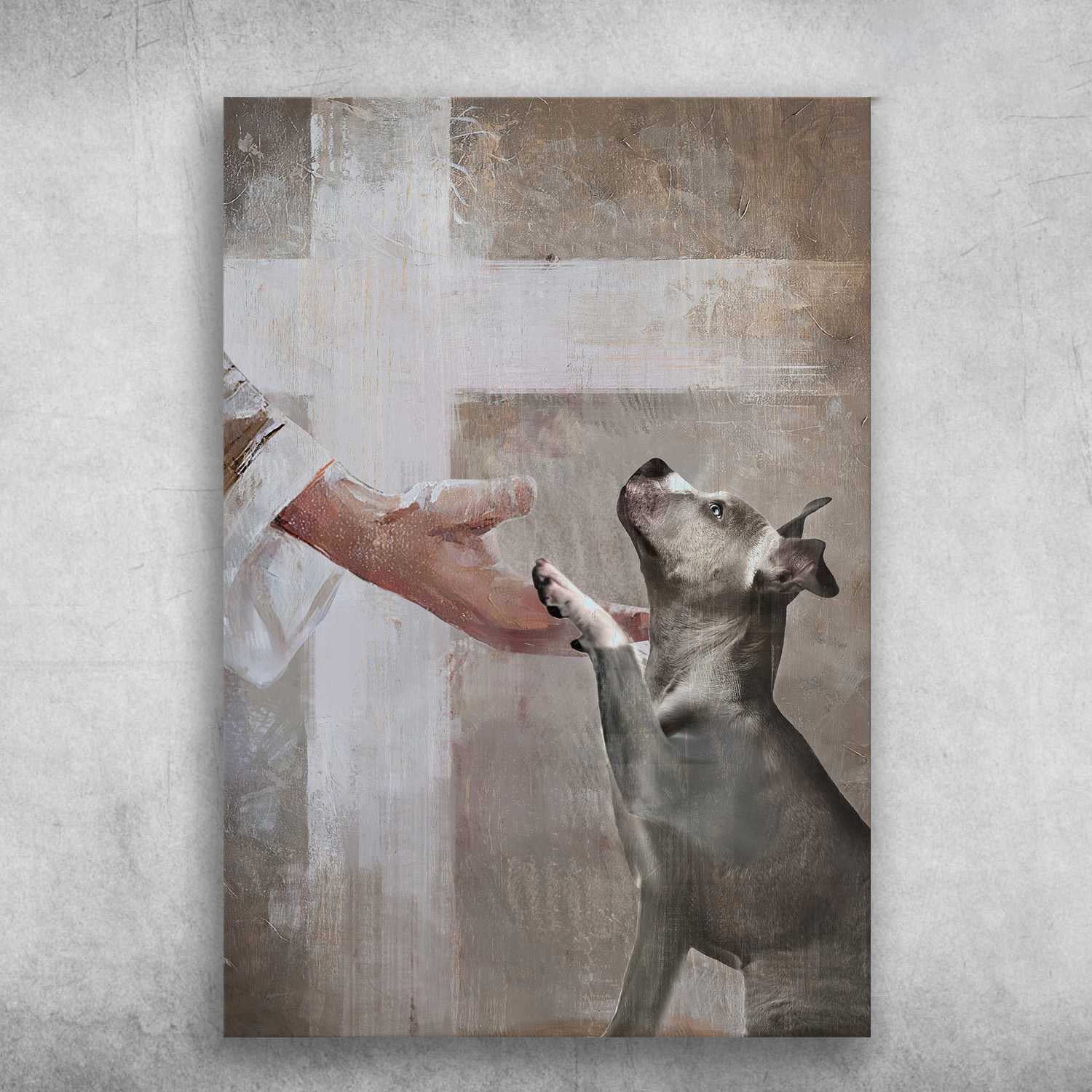 Pit Bull Terrier God, Jesus Dog Lover, God Hand 24 x 36 Inch Poster ...