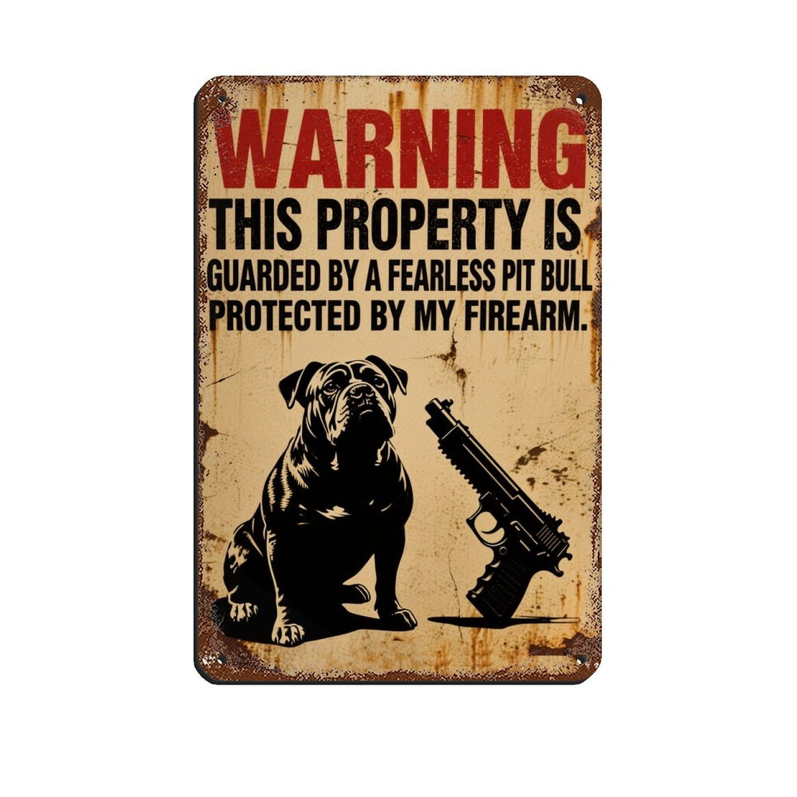 Pit Bull Warning Sign, Classic Beware of Dog Retro Poster Metal Tin ...