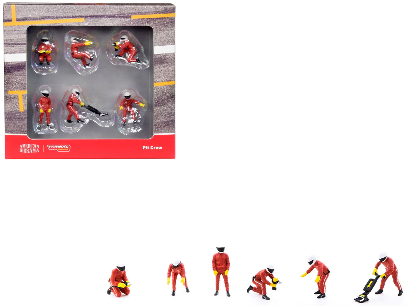 Pit Crew Figure Set Display 1:64 scale Red Tarmac Works - Walmart.com