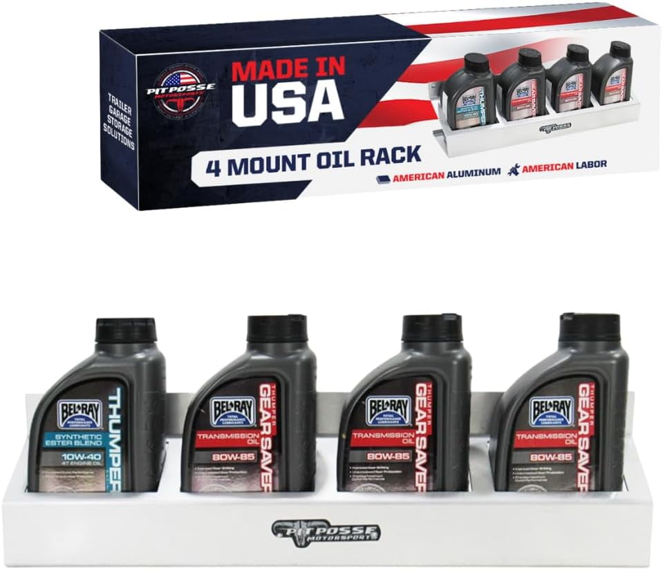 Pit Posse 305 Four Quart Oil Can Rack Holder 23" Caddy Wall Hanger ...