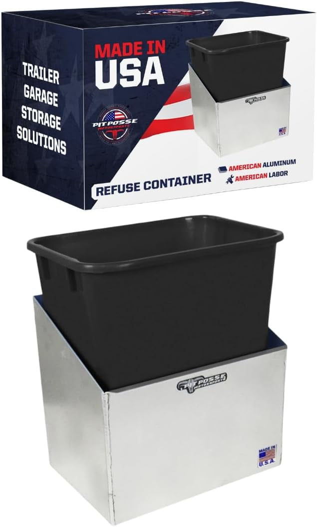 Pit Posse 453 Refuse Container Bin Garage Trash Can Holder Organizer ...
