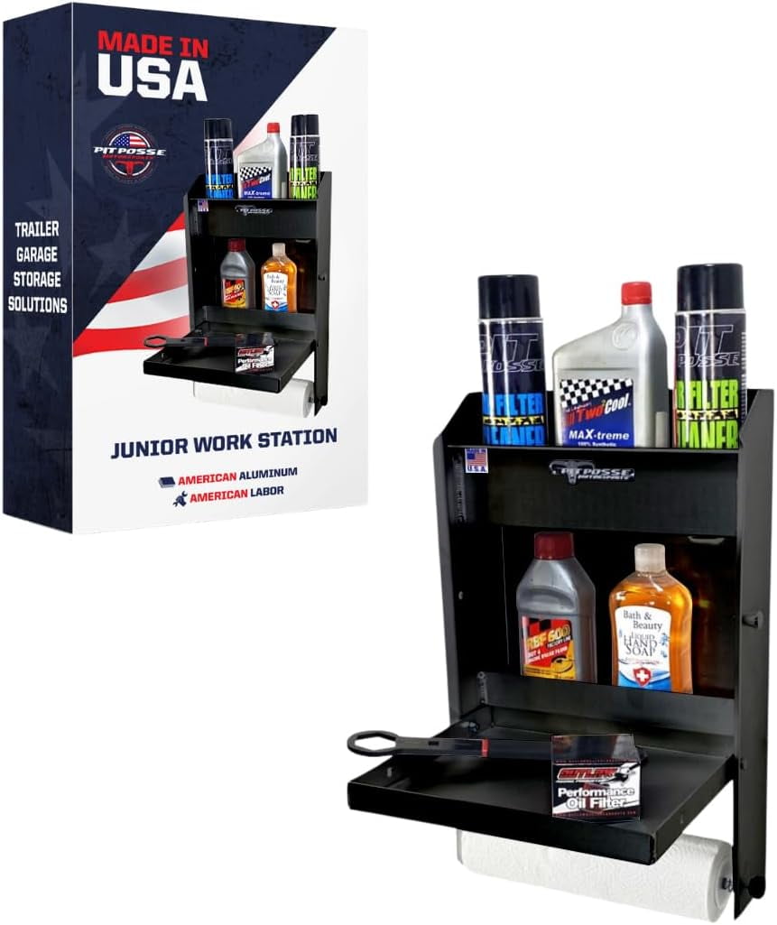 Pit Posse 458BK Jr Work Station Storage Cabinet Shelf Rack Holder Caddy ...