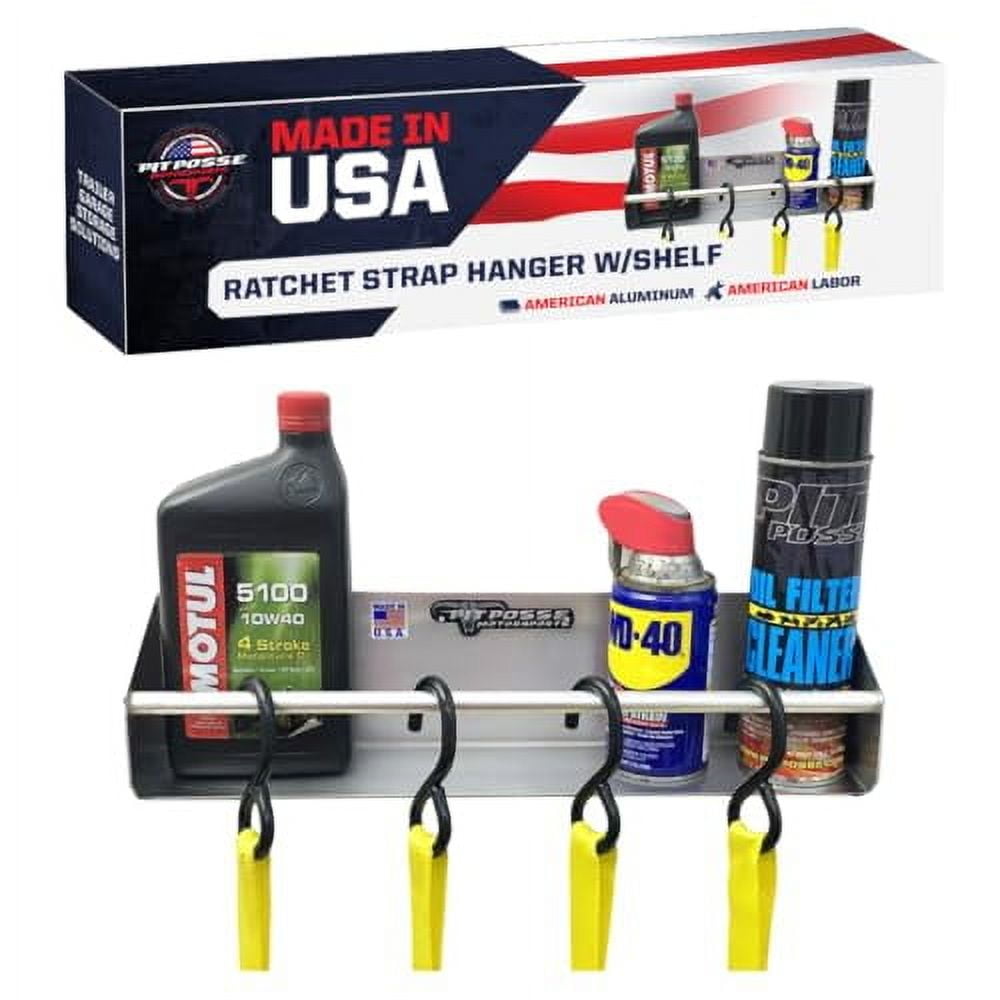 Pit Posse 465 Tie Down Hanger Holder Aluminum Wall Mount Rack Shelf for ...