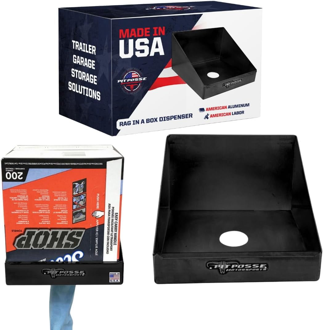 Pit Posse 474BK Rag in a Box Dispenser Holder Storage Rack Organizer ...