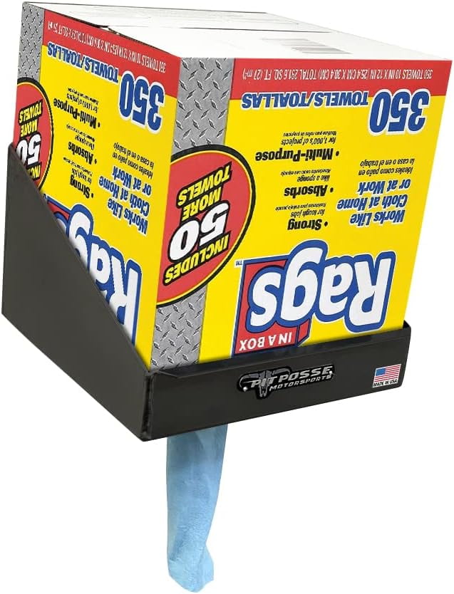 Pit Posse 474LBK Rag in a Box Dispenser Holder Storage Rack Organizer ...