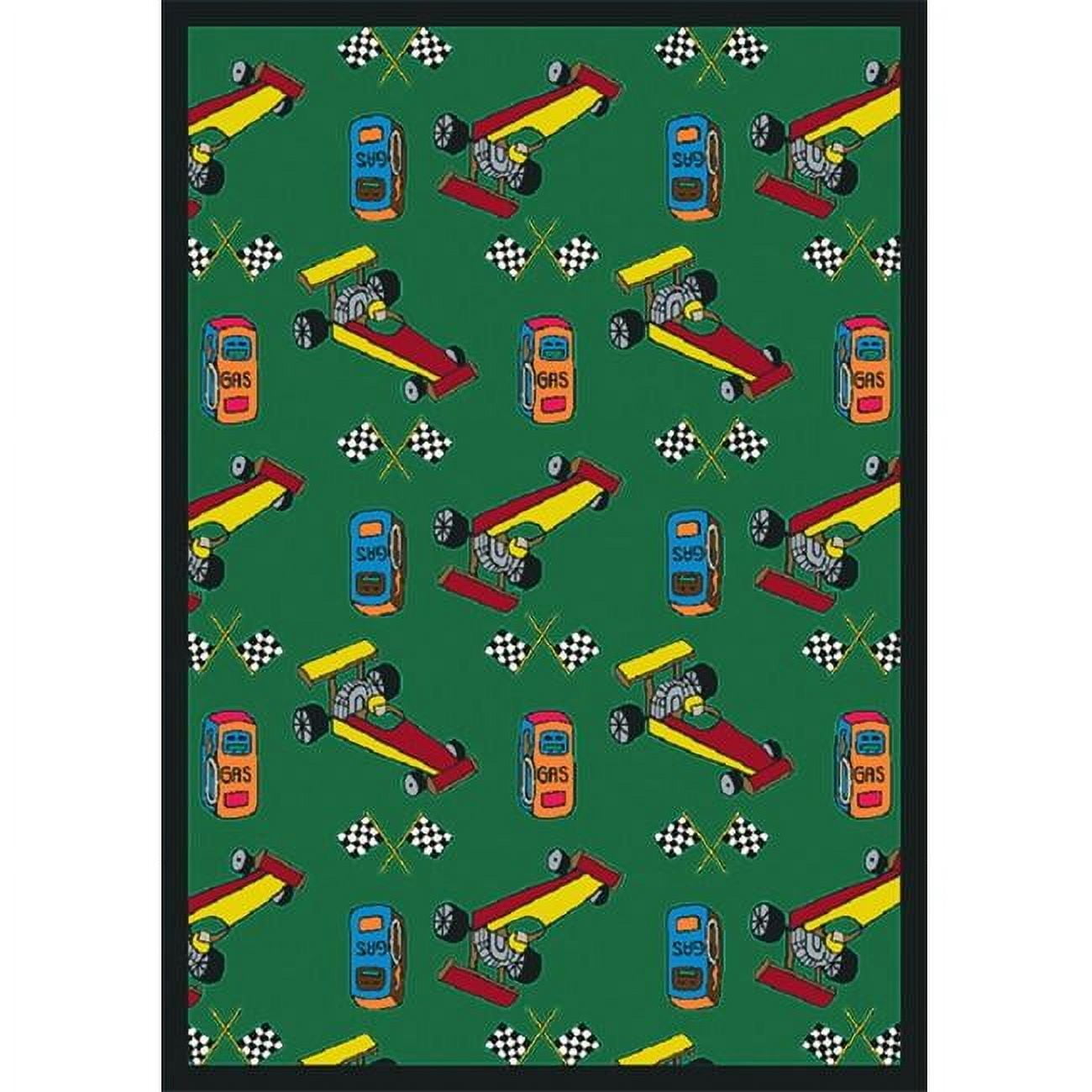 Pit Stop Green 5 ft.4 in. x 7 ft.8 in. WearOn Nylon Machine Tufted- Cut ...