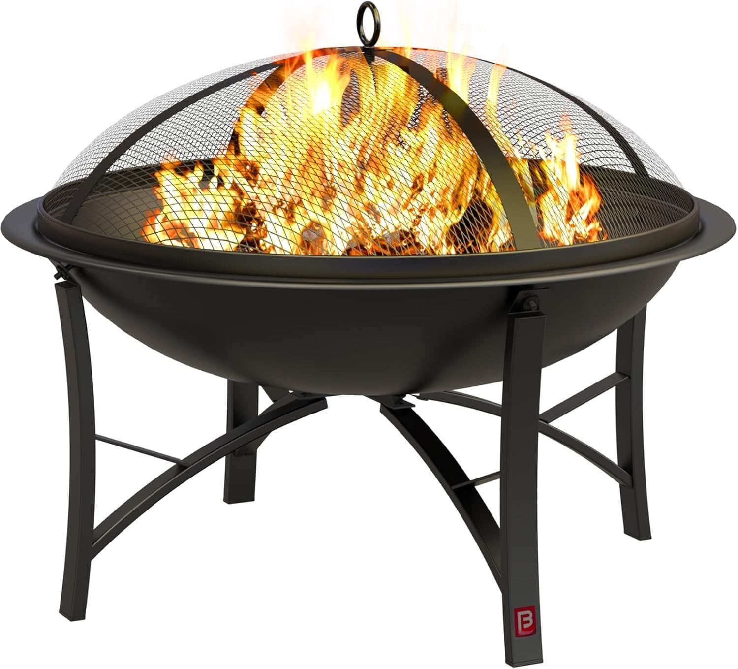 Pit for Outside ,BBQ Grill Bowl with Spark Screen Cover,Log Grate, for ...