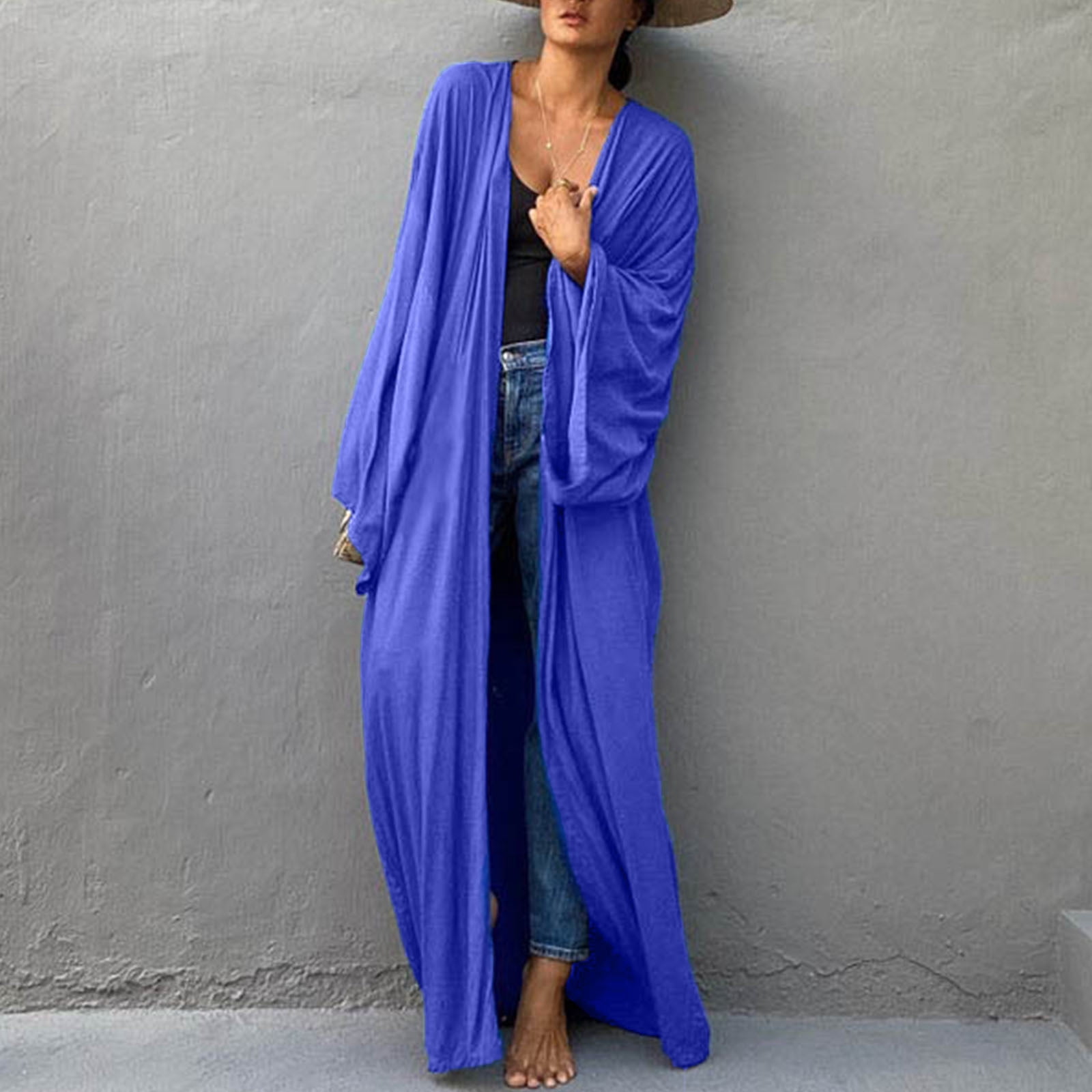 Pitauce Bathing Suit Cover Up for Women Open Front Solid Color Cardigan ...