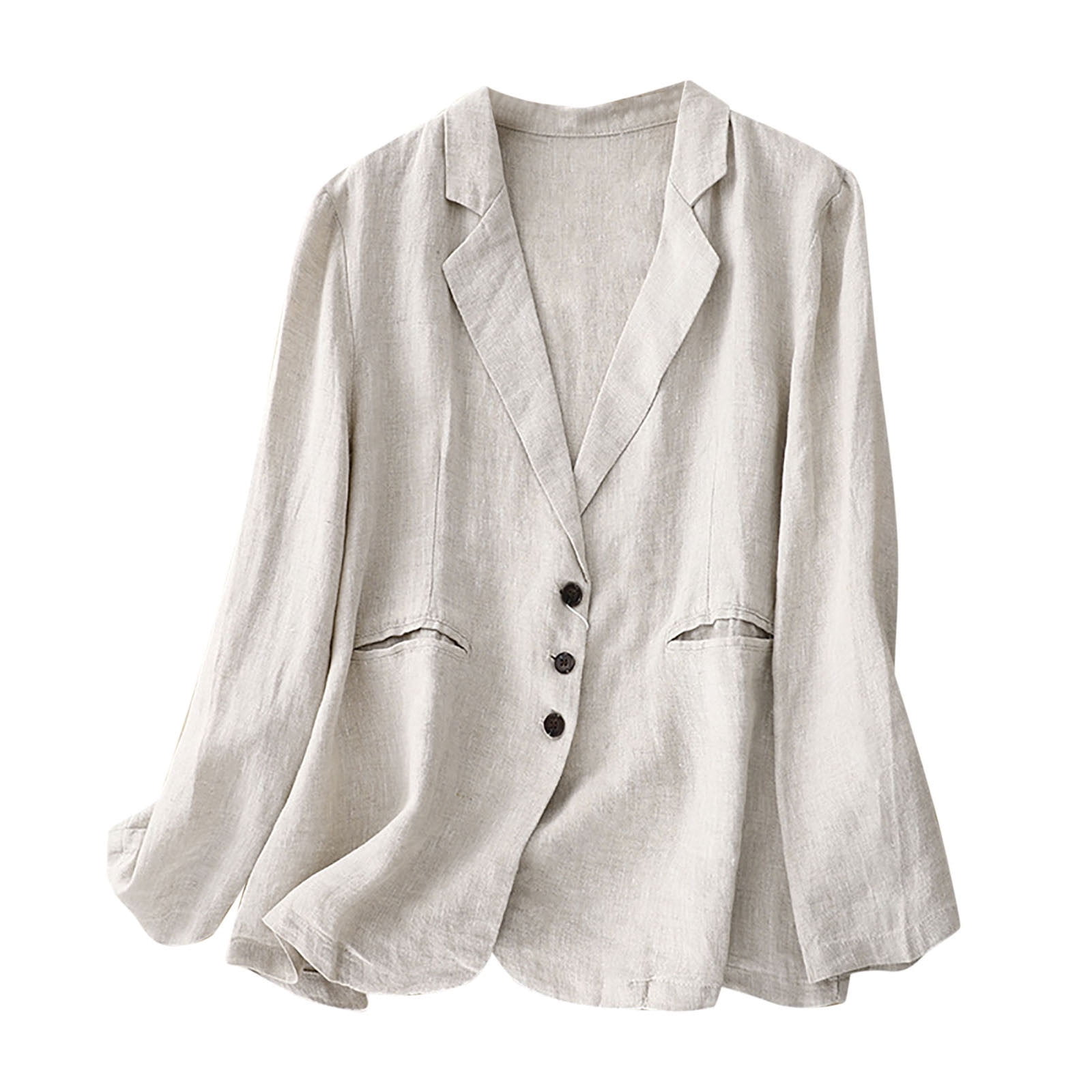 Pitauce Linen Blazer for Women Lightweight Cardigans Loose Casual Work ...