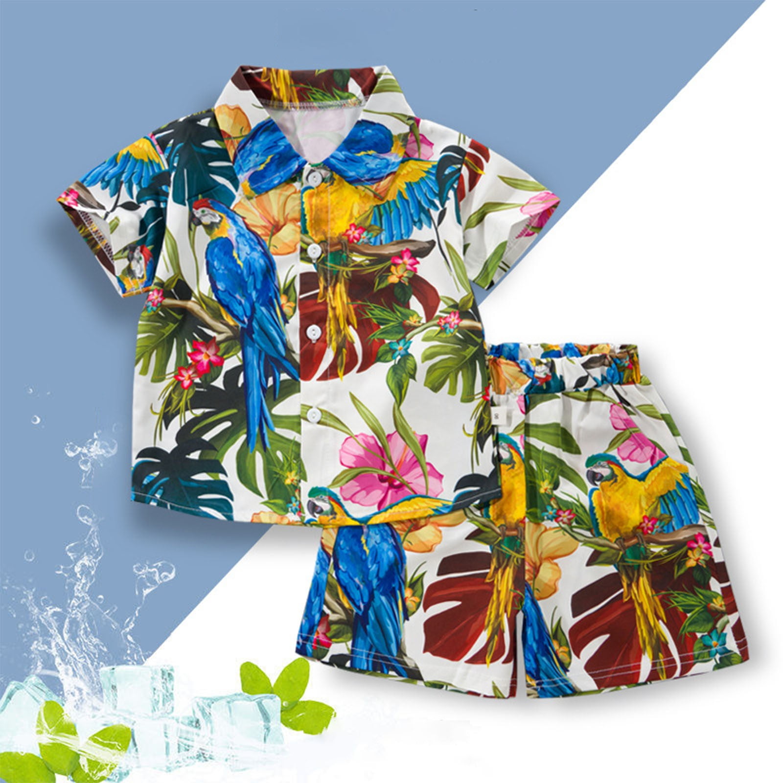 Pitauce Little Boys Summer Hawaiian Beach Outfits Short Sleeve Button ...
