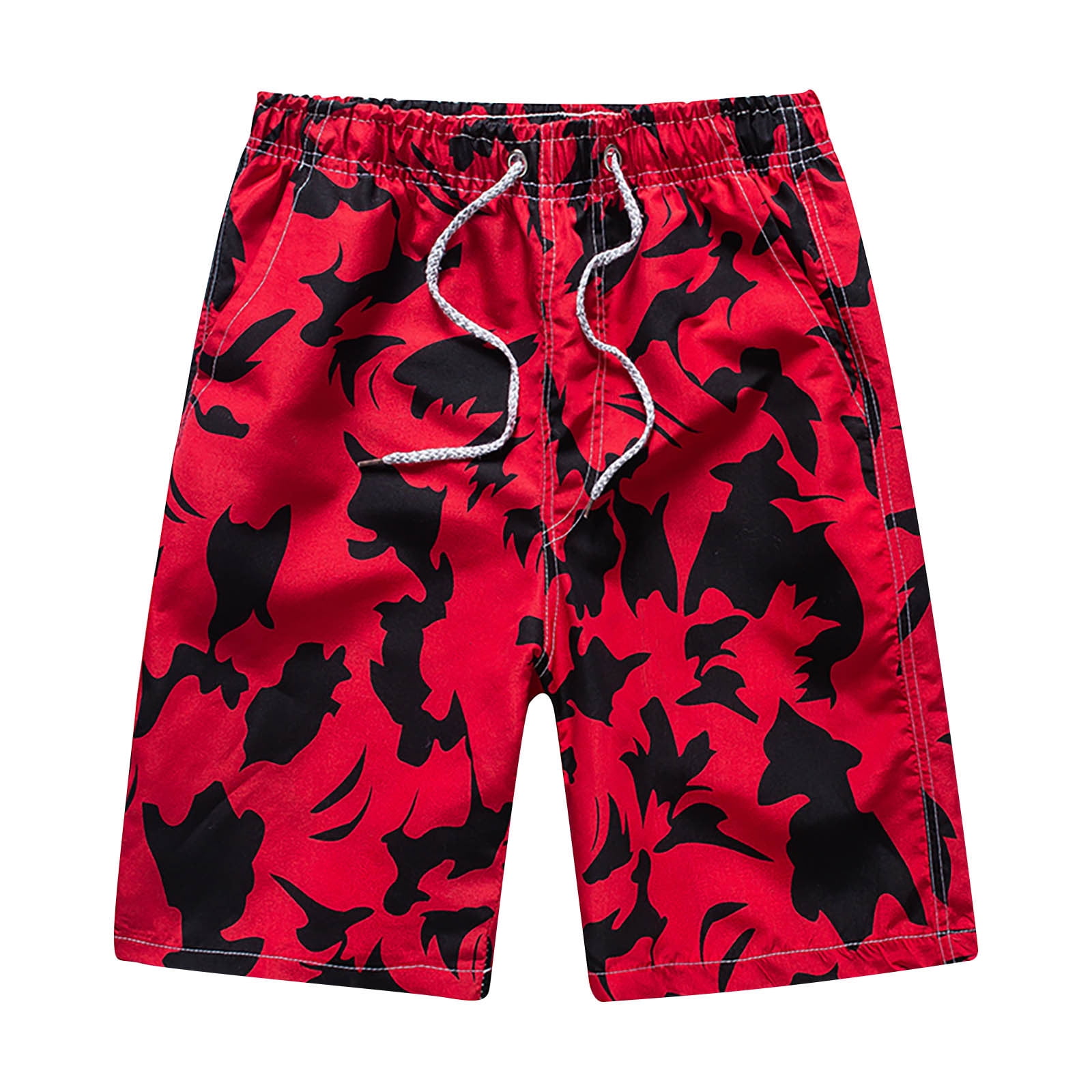 Pitauce Mens Hawaiian Tropical Swim Trunks Elastic Waist Drawstring ...