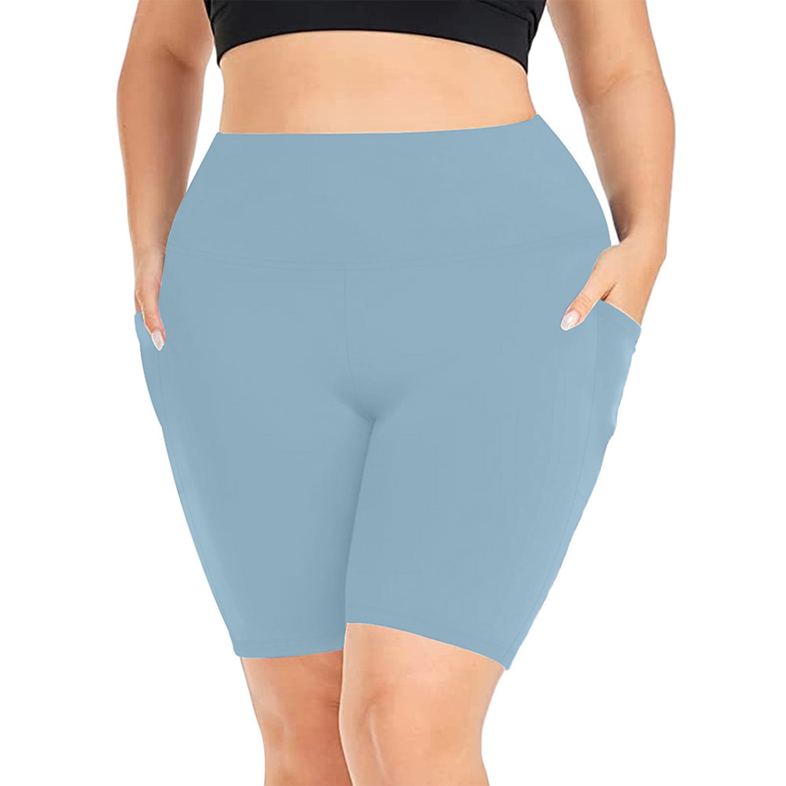 Pitauce Plus Size Workout Shorts for Women High Waisted Tummy Control ...