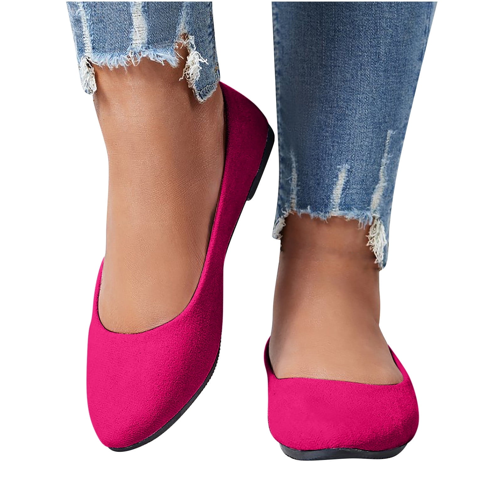 Pitauce Women Shoes Slip On Walking Shoes Solid Color Fashion Casual ...