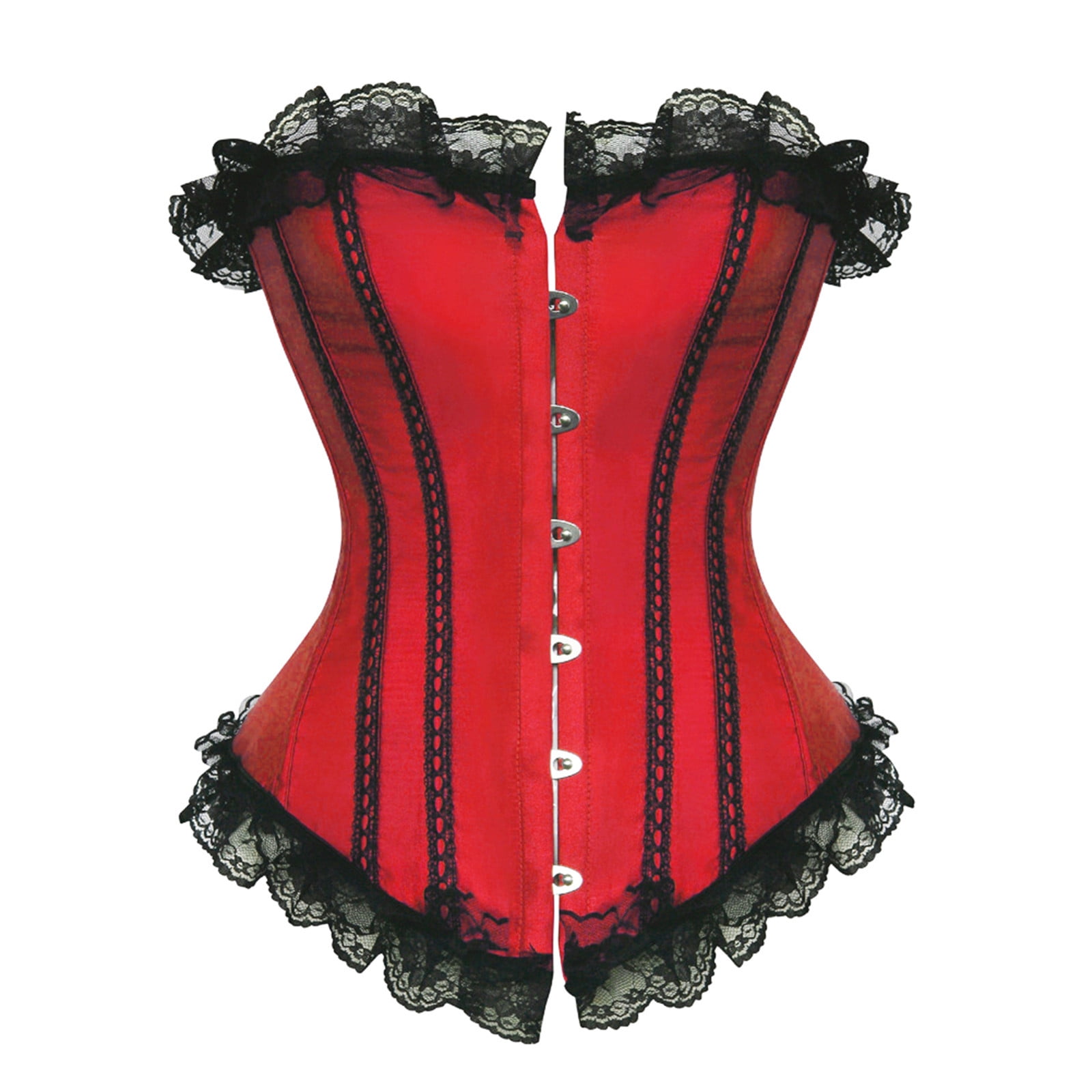 Pitauce Womens Gothic Lace Corset Tops Steampunk Front Closure ...