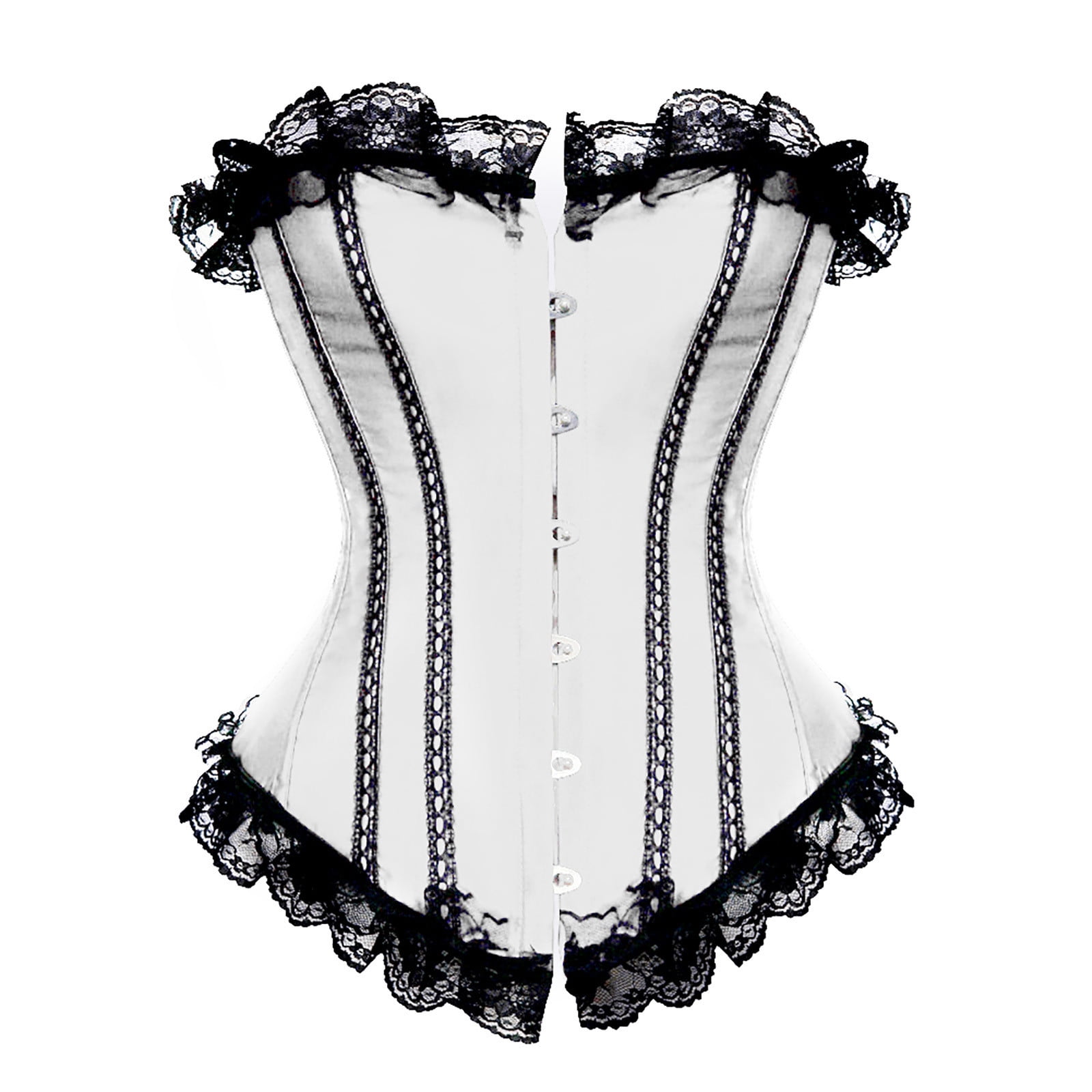 Pitauce Womens Gothic Lace Corset Tops Steampunk Front Closure ...