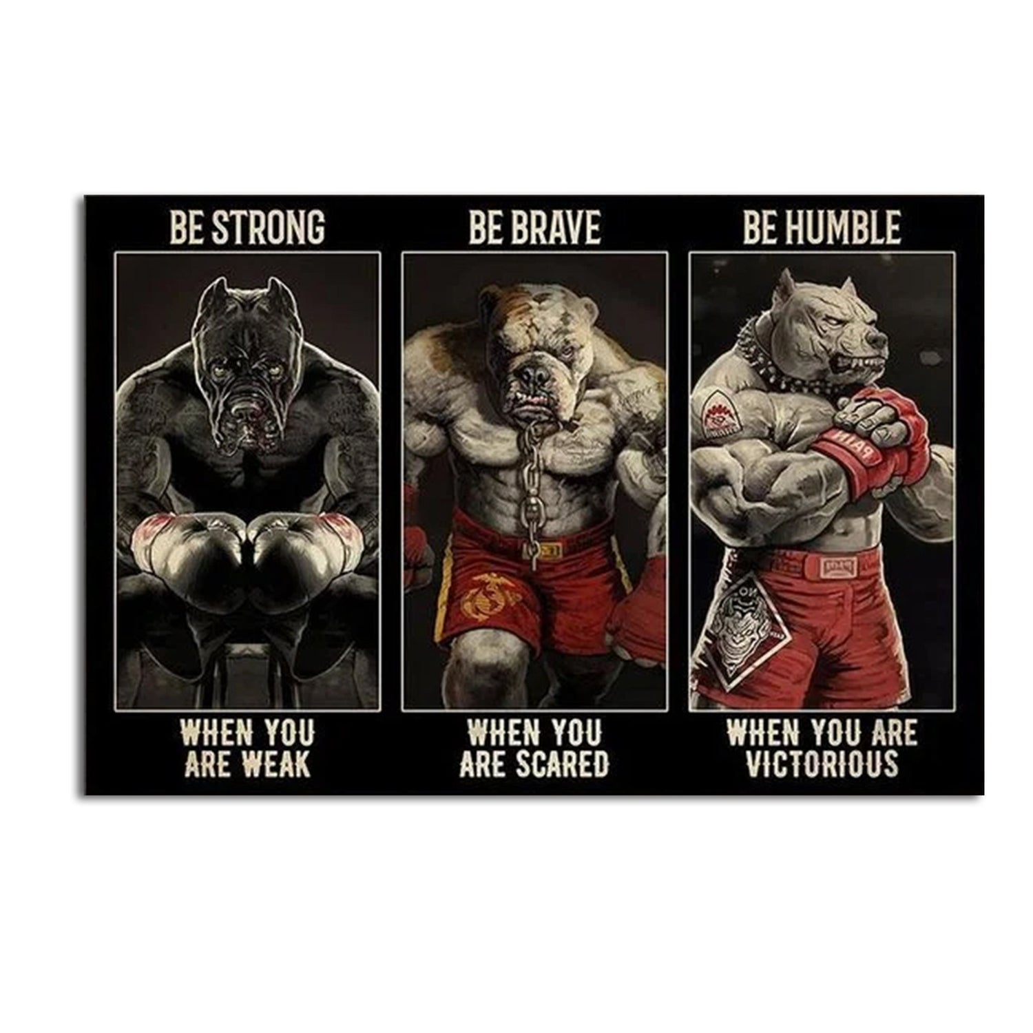 Pitbull Boxing Poster Be Strong Be Strong Be Humble Poster Boxing Lover ...