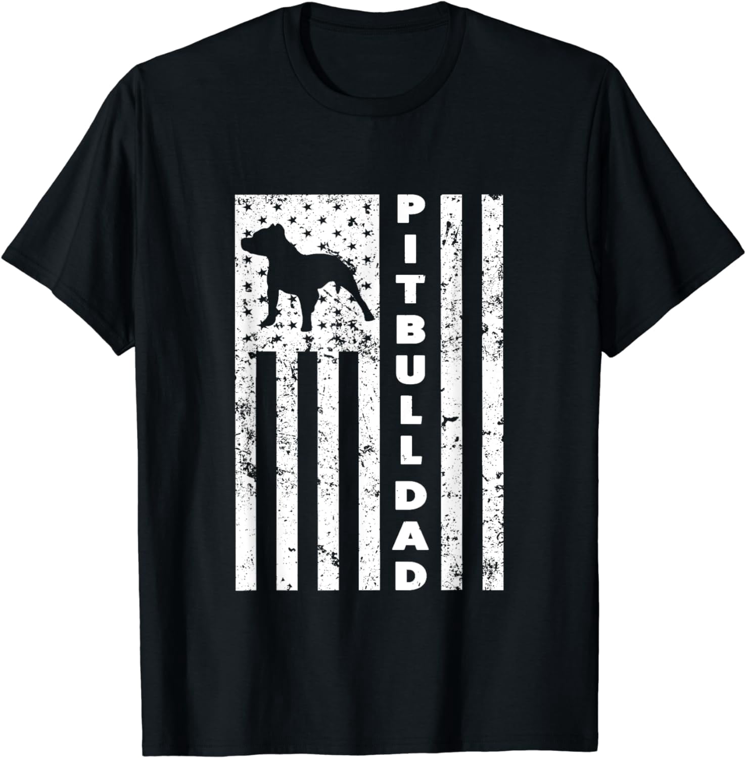 Pitbull Dad American Flag Dog Lover Gift Pitbull Advocate T-Shirt ...