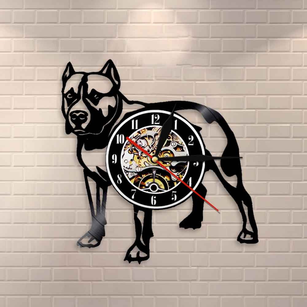 Pitbull Home Wall Decor Decorative Wall Clock Dog Breed Gifts Pitbull ...