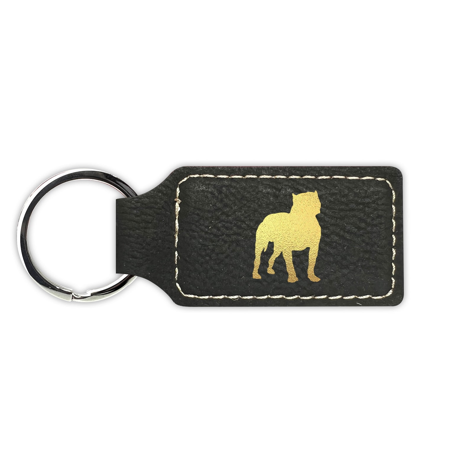 Pitbull Keychain Leatherette Rectangle - Laser Engraved - Many Colors ...