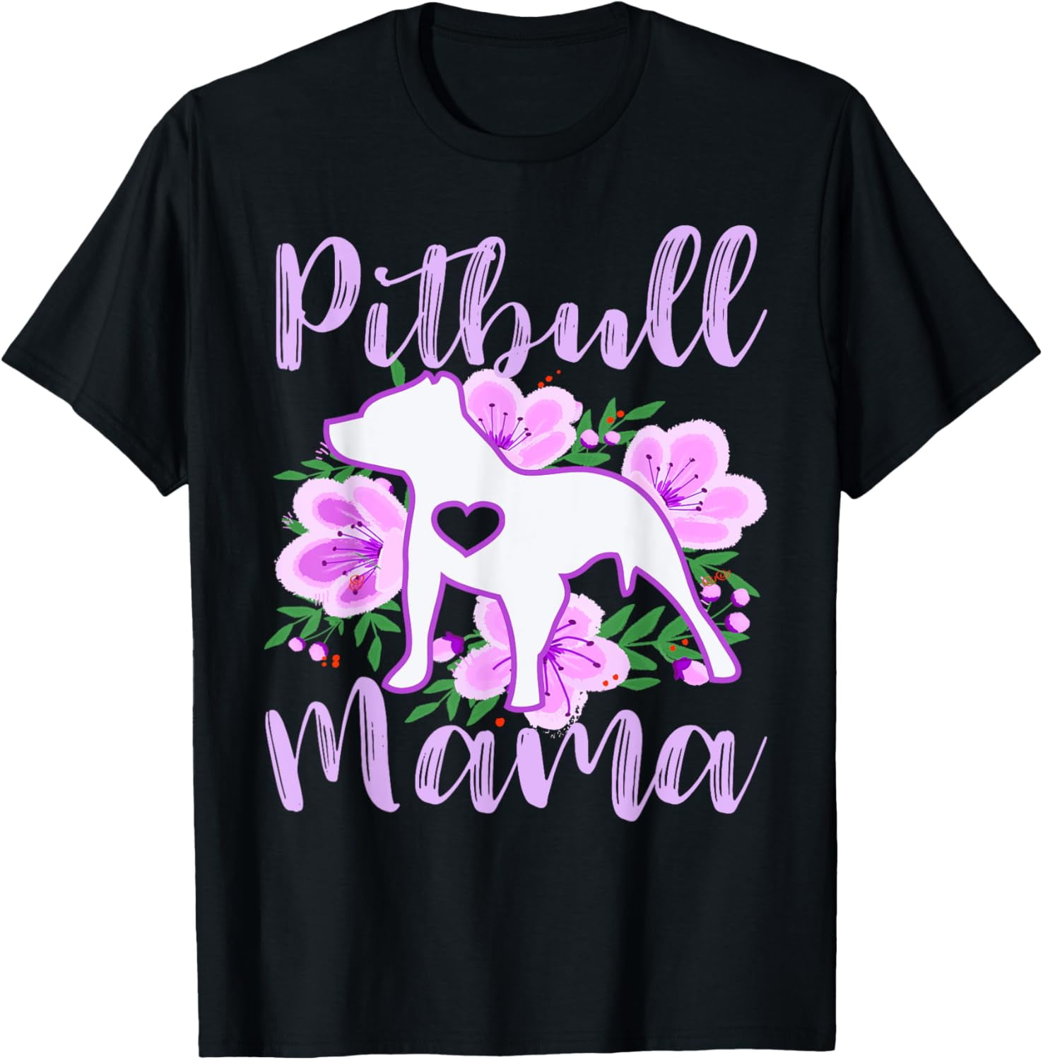 Pitbull Mama Purple Flowers Cute Pit Bull Pretty Mommy T-Shirt men and ...