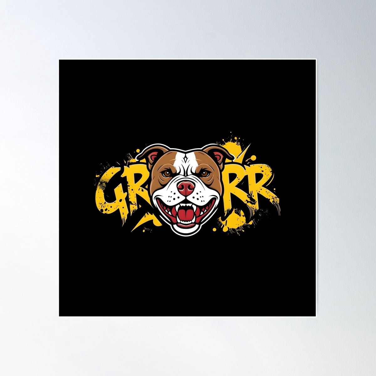 Pitbull Power Logo Â€“ Grrrr Attitude Poster Wall Art, Modern Wall ...
