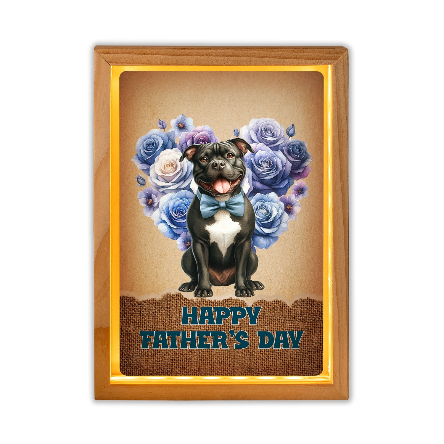 Pitbull Proud Dad Happy Father's Day Acrylic Plaque with Wood Photo ...
