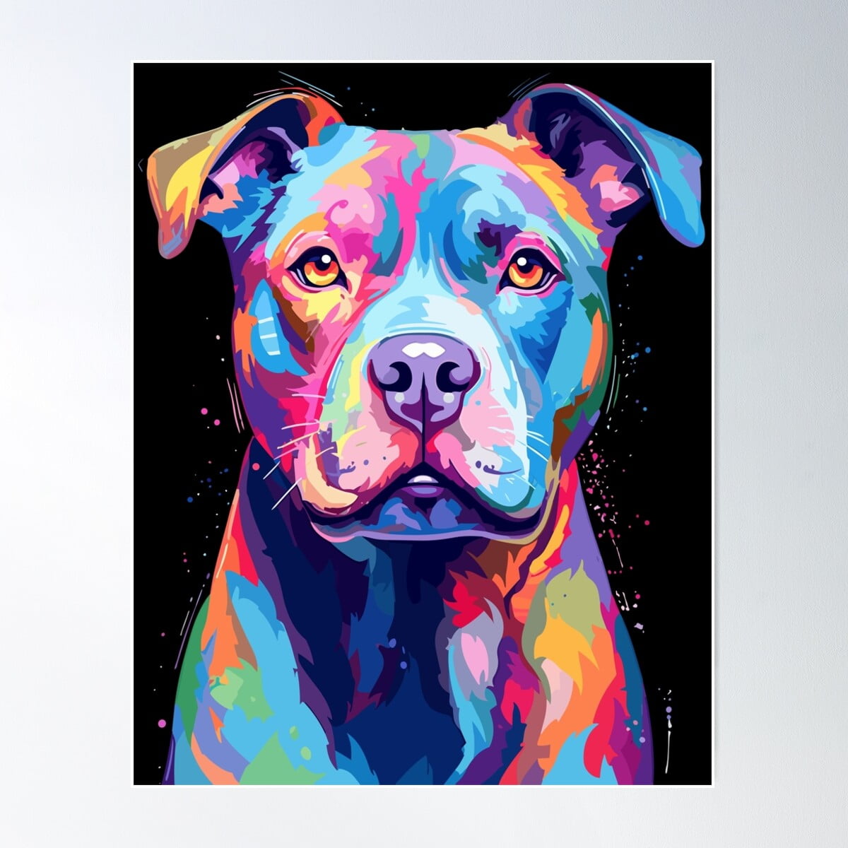 Pitbull Terrier Paint Splatter Dog Poster Wall Art, Modern Wall Decor ...