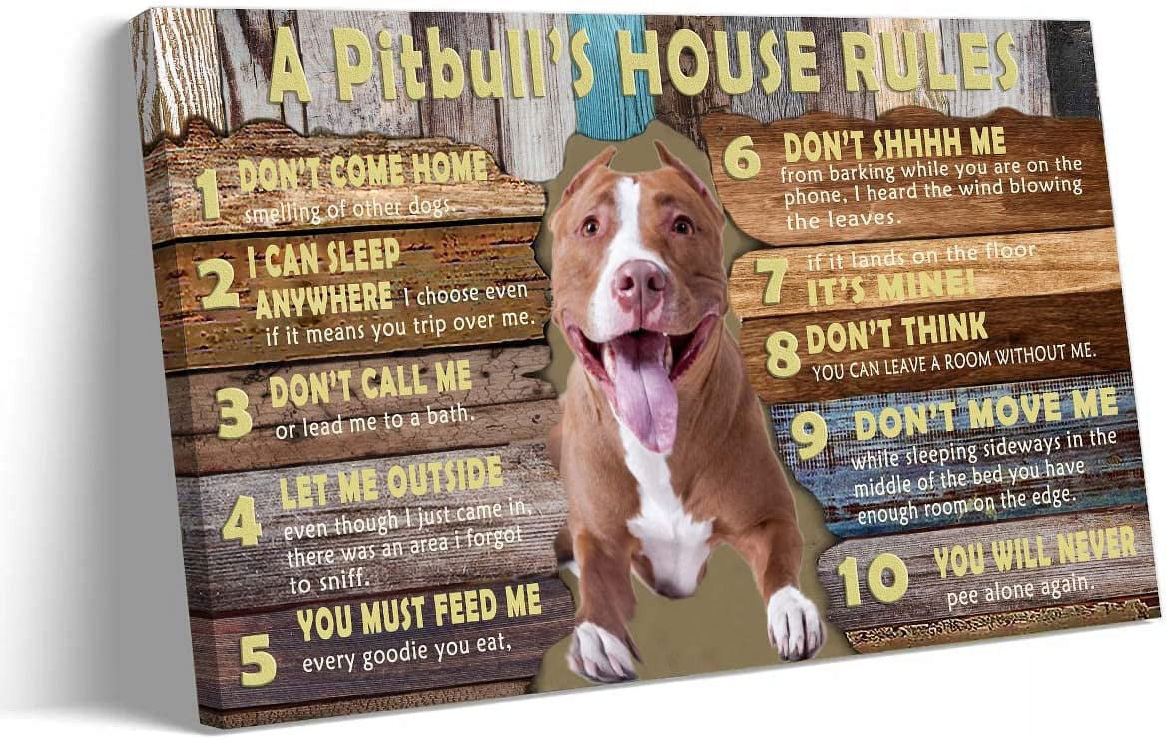 Pitbull Wall Art Dog Poster Vintage Canvas Quotes Wall Art Unframed ...